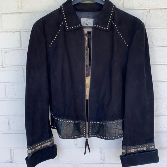 Double D Ranch | Jackets & Coats | Double D Studded Black Leather Suede ...